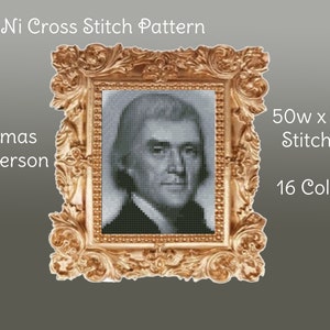 Thomas Jefferson MINI Cross Stitch Pattern: Two Color Variations (PDF ...