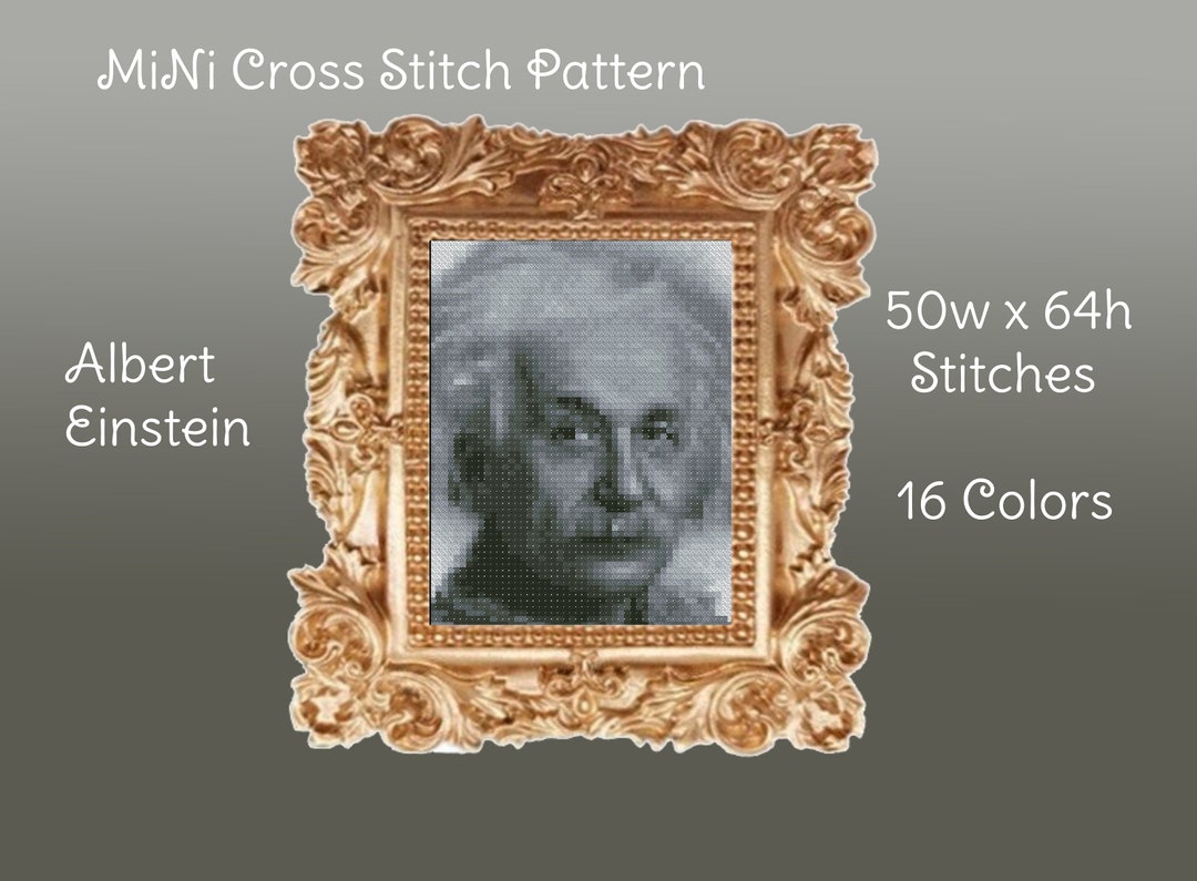 Albert Einstein MINI Cross Stitch Pattern DMC Chart Two Color ...