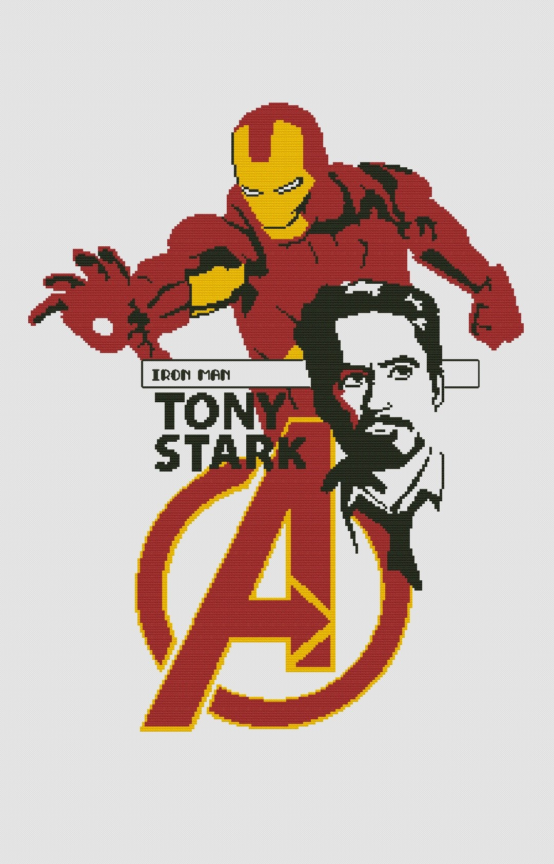 Iron Man Cross Stitch Pattern DMC Chart Two Color Variations ...