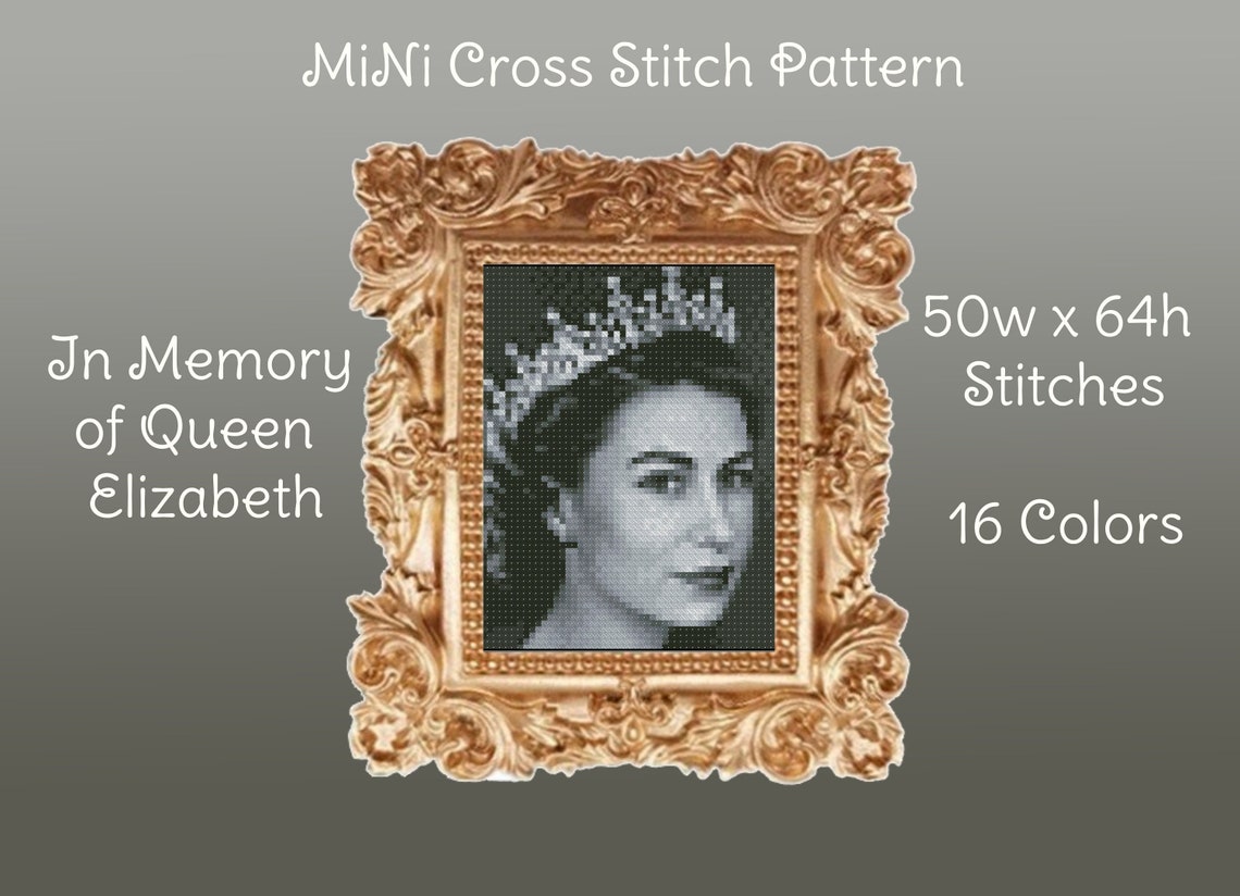 In Memory of Queen Elizabeth II MINI Cross Stitch Pattern Dms Chart Two ...