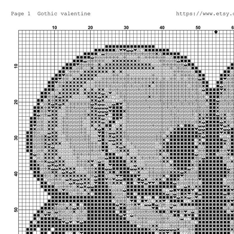 Gothic Valentine Cross Stitch Pattern DMC Chart Two Color Variations ...