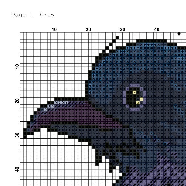 Crow Cross Stitch Pattern DMC Chart Two Color Variations - Etsy