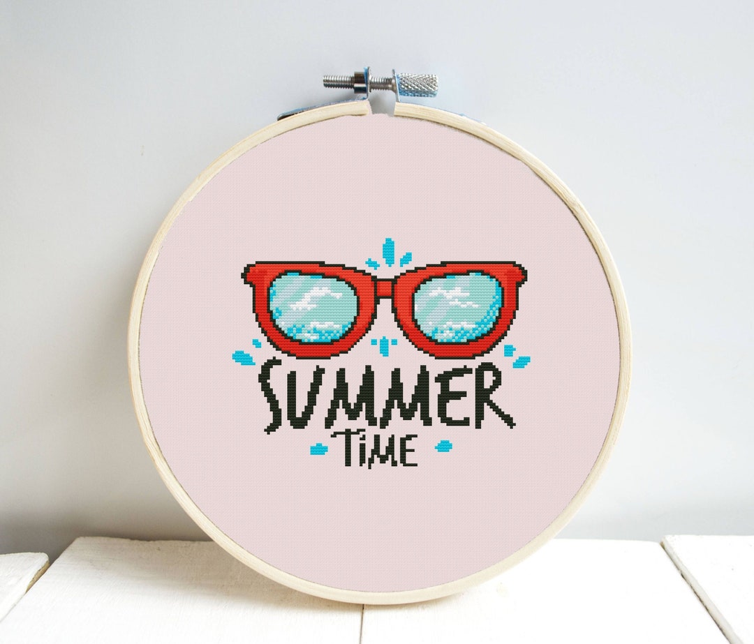 Summer Time Letters Cross Stitch Pattern DMC Chart Two Color Variations ...
