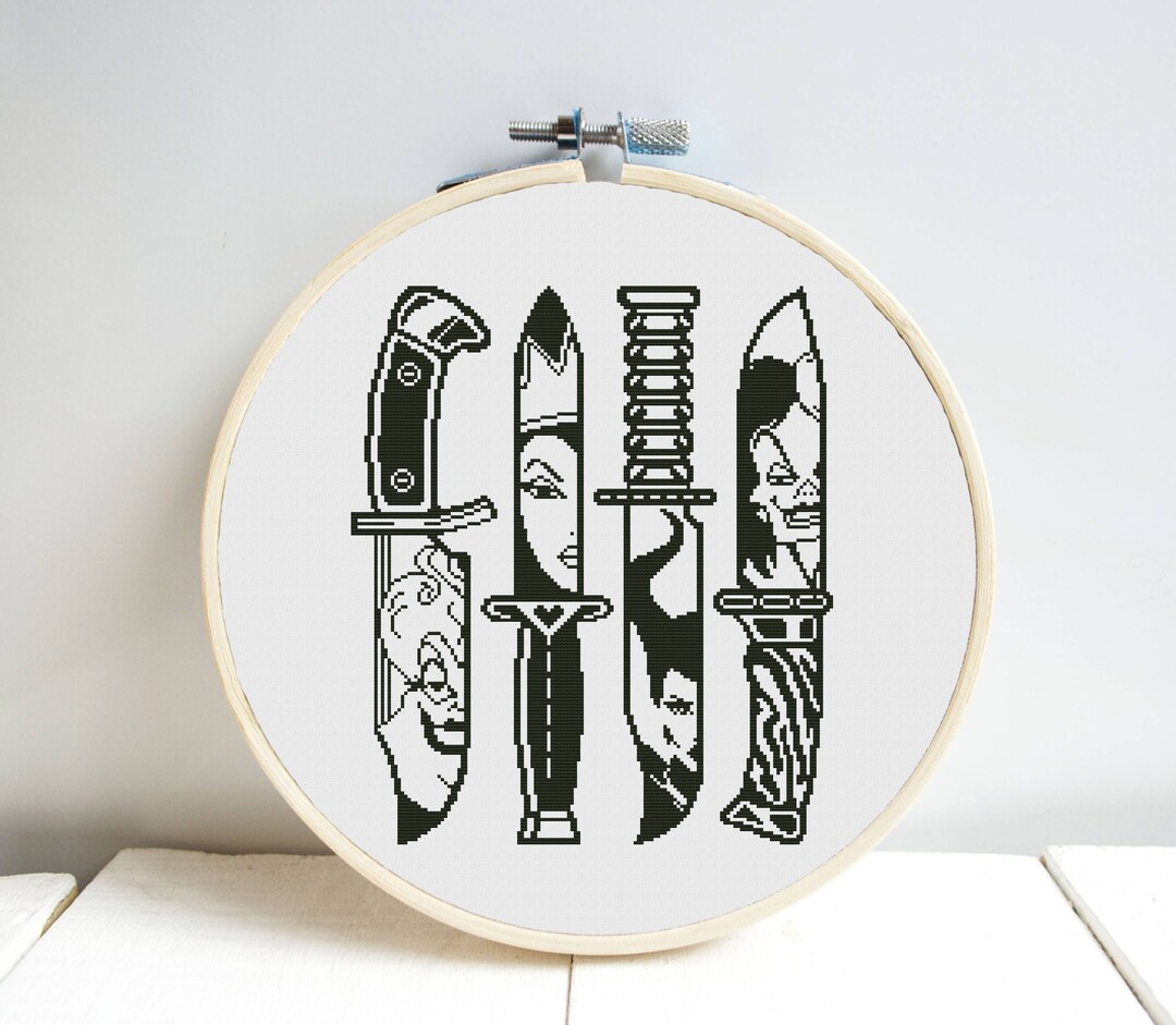 Weapons of Maniacs 4 Bad Girls Cross Stitch Pattern DMC Needlepoint ...