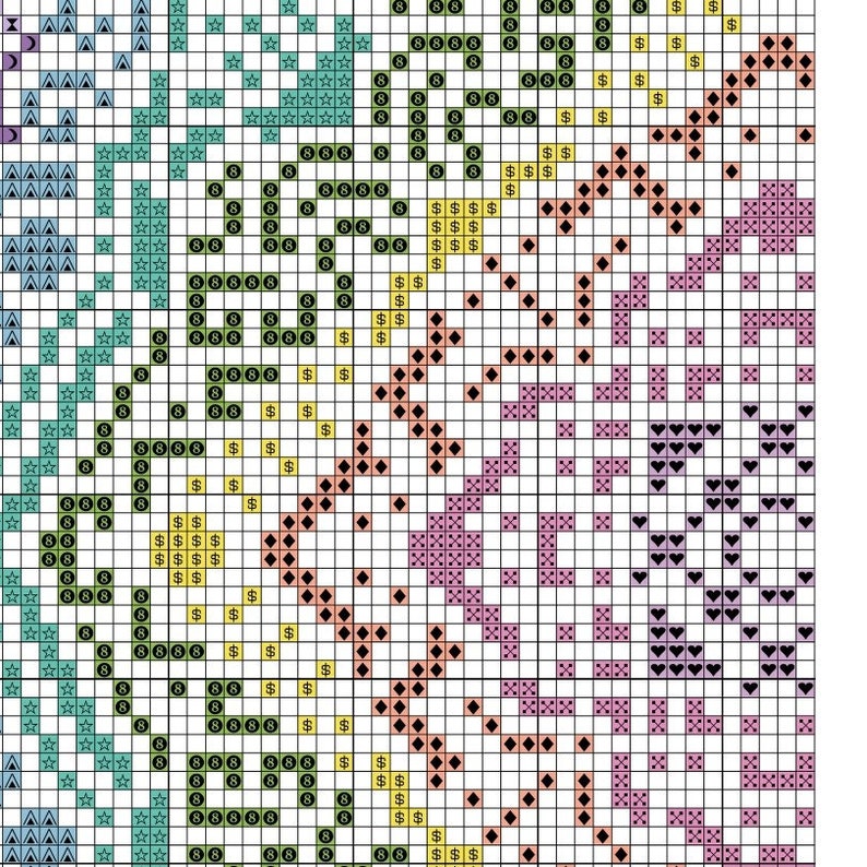 Rainbow Mandala Cross Stitch Pattern DMC Chart Two Color - Etsy