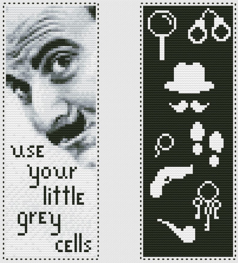 Detective Bookmarks Cross Stitch Pattern DMC Chart Two Color Variations ...