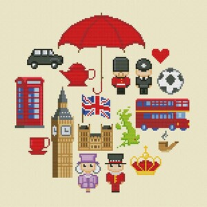 England Sampler London Cross Stitch Pattern DMC Chart Needlepoint ...