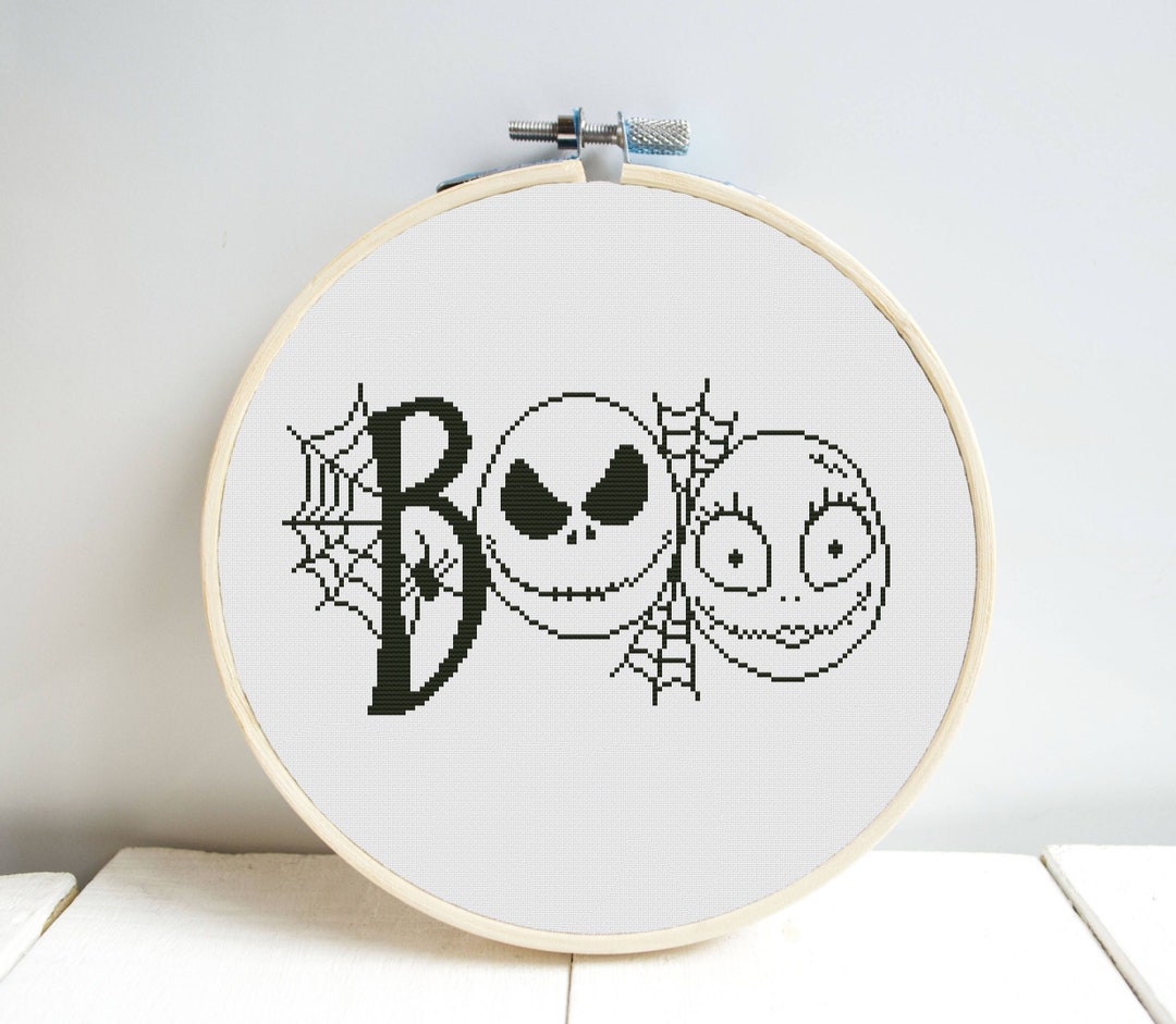 Boo Cross Stitch Pattern DMC Chart Two Color Variations Needlepoint ...