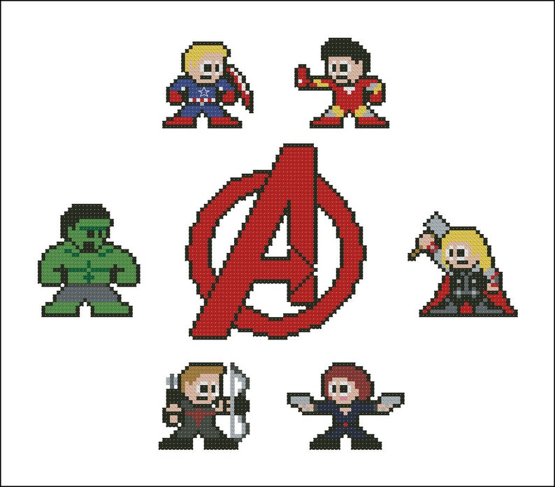 Avengers Cross Stitch Pattern DMC Chart Two Color Variations - Etsy