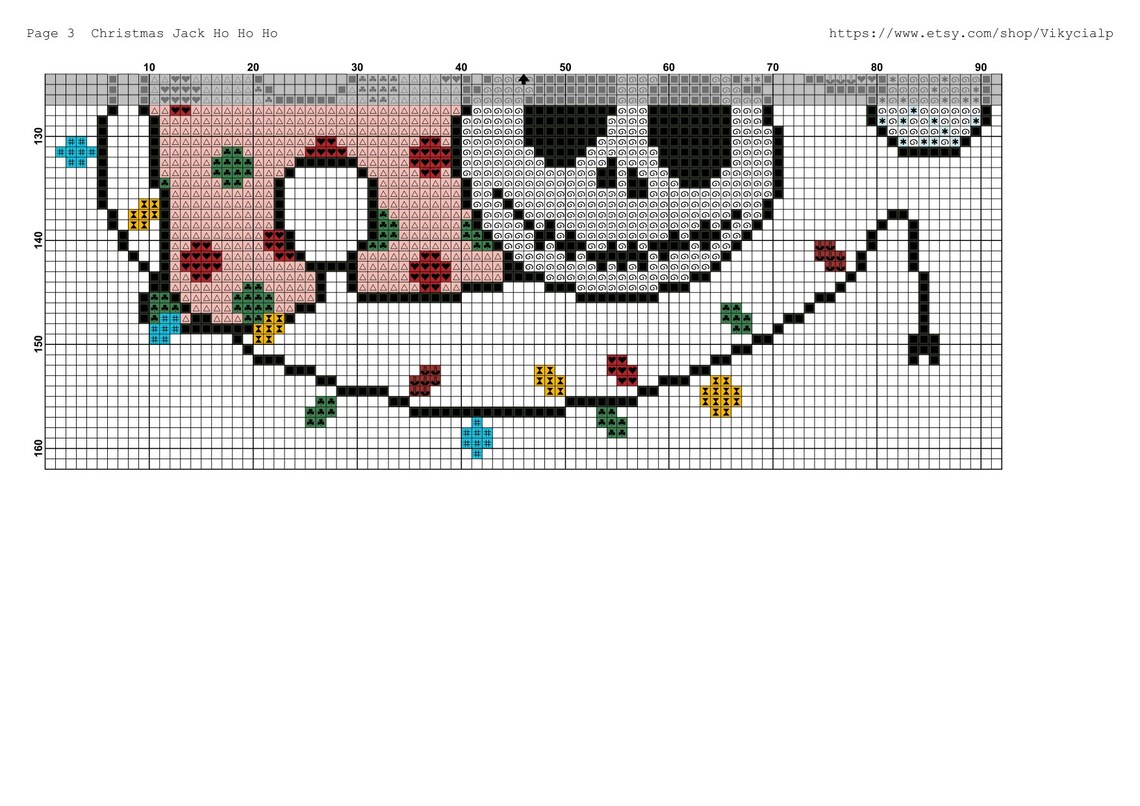 Christmas Jack Ho Ho Ho Cross Stitch Pattern DMC Chart Two Color ...