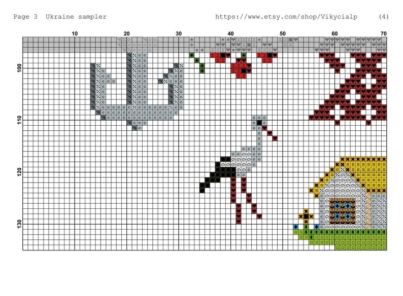 Ukraine Sampler Cross Stitch Pattern DMC Chart Needlepoint Embroidery ...
