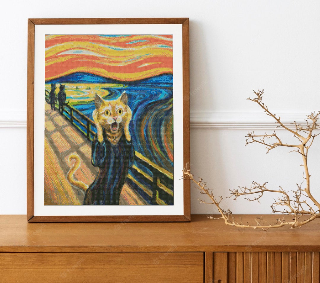 Edvard Munch the Scream Cat Cross Stitch Pattern DMC Chart Two - Etsy
