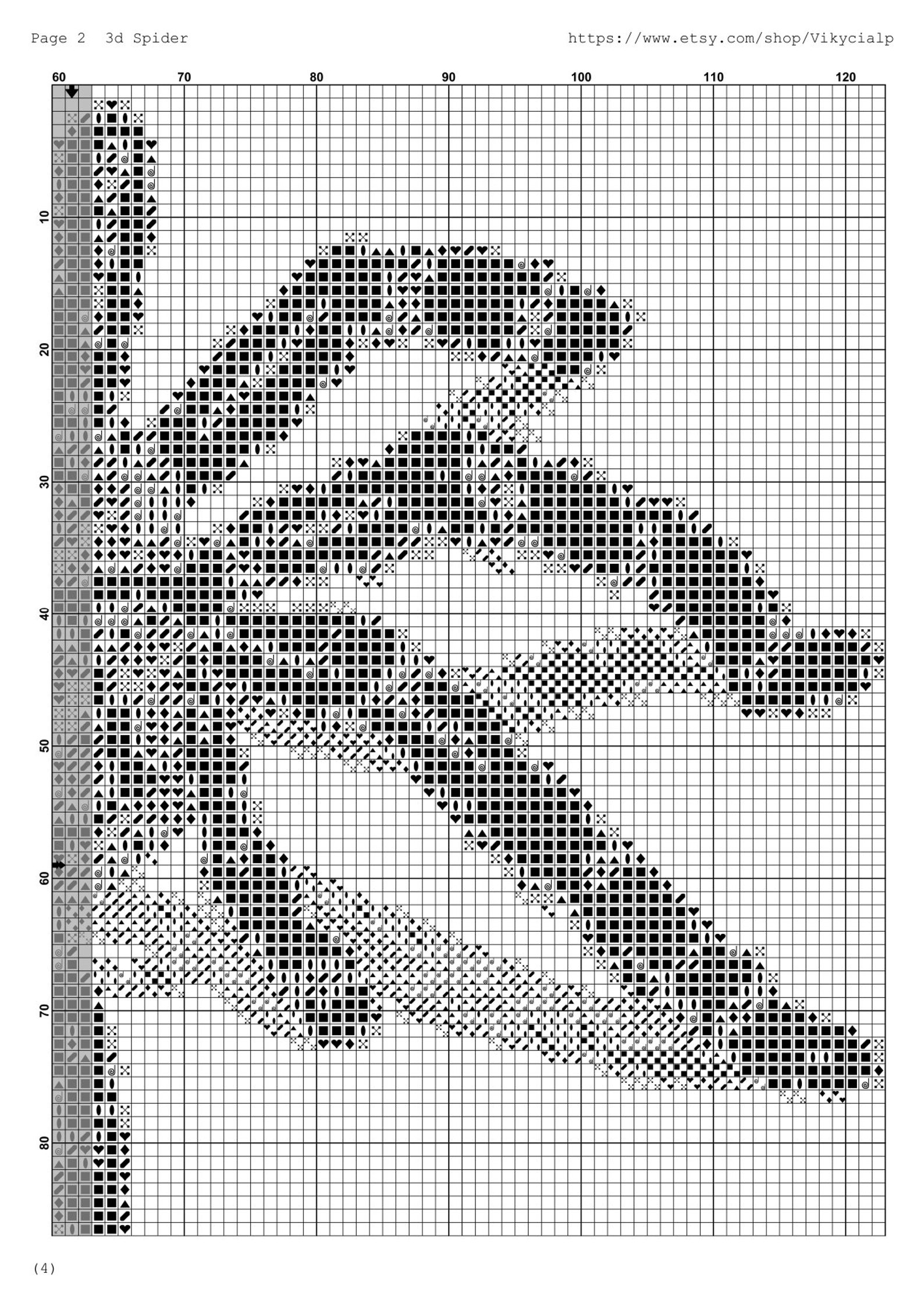 3d Spider Cross Stitch Pattern DMC Chart Two Color Variations ...