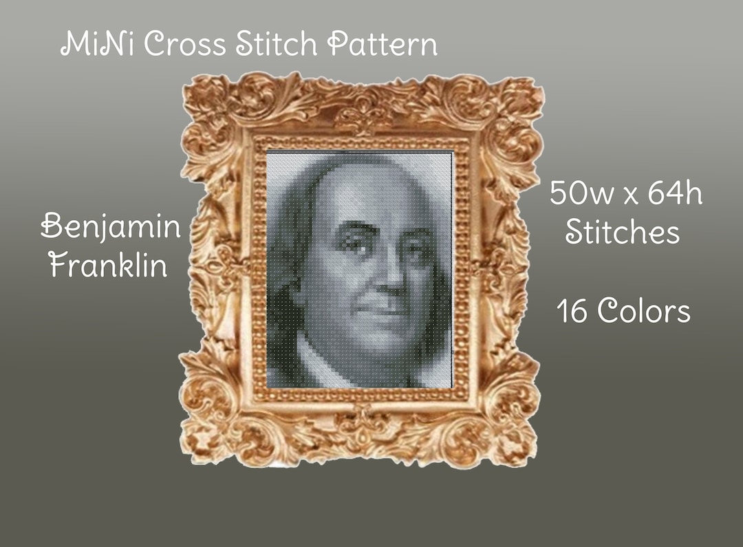 Benjamin Franklin MINI Cross Stitch Pattern DMC Chart Two Color ...