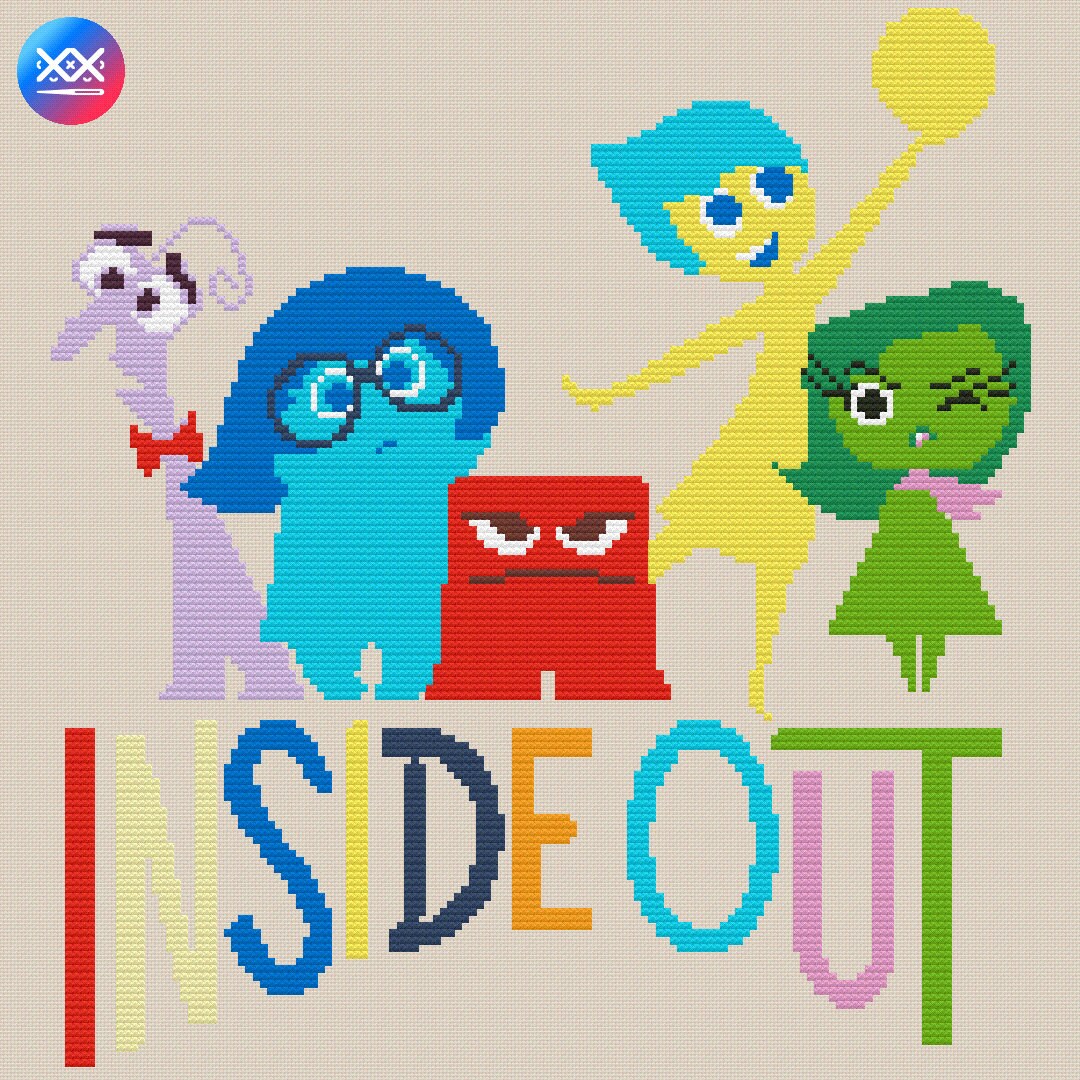 Inside Out Cross Stitch Pattern DMC Chart Two Color Variations - Etsy