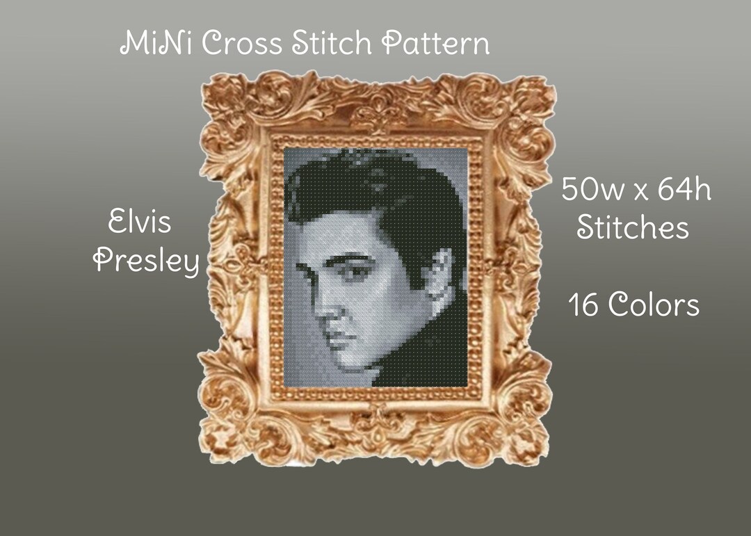 Elvis Presley MINI Cross Stitch Pattern DMC Chart Two Color Variations ...