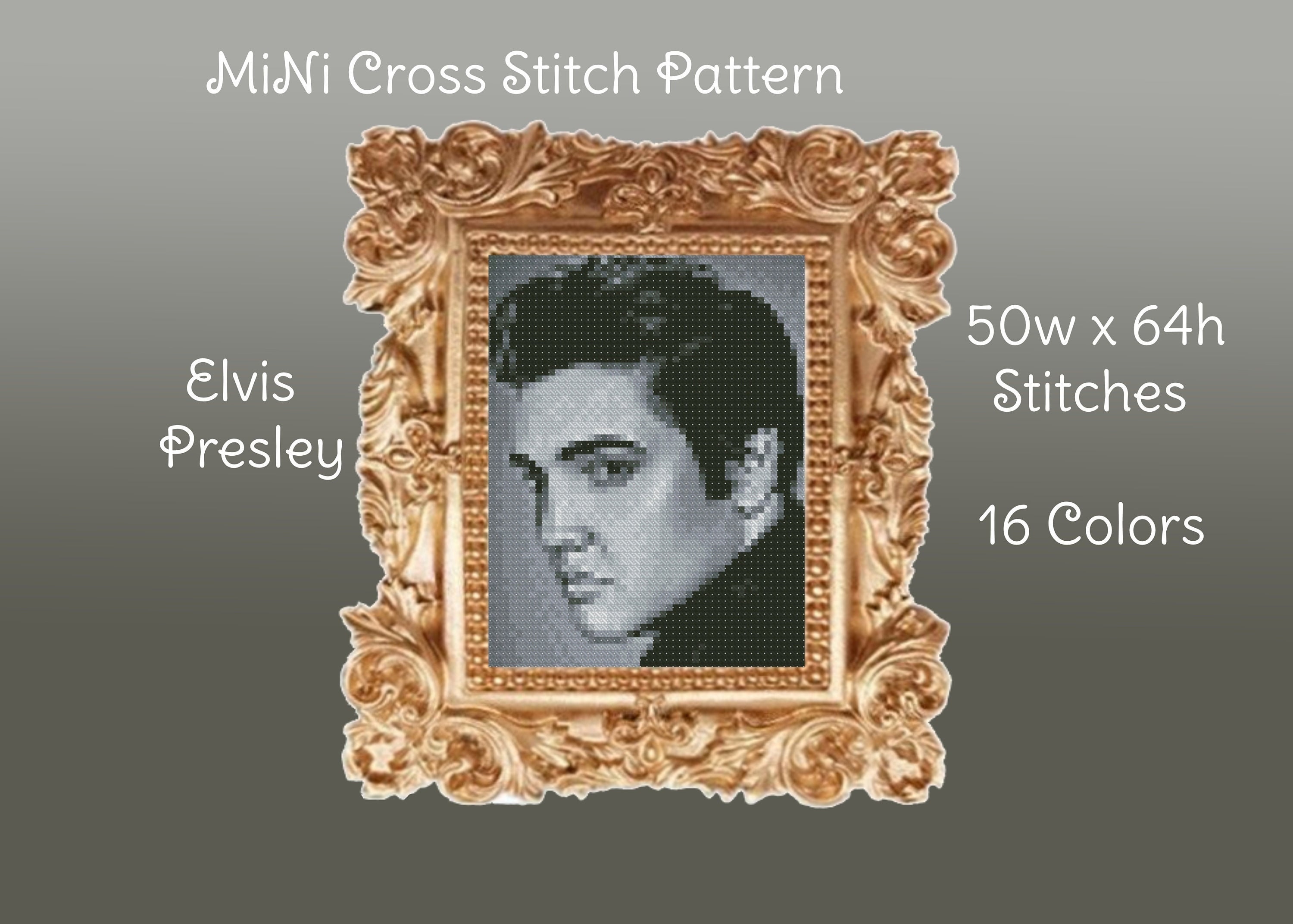 Elvis Presley MINI Cross Stitch Pattern DMC Chart Two Color - Etsy
