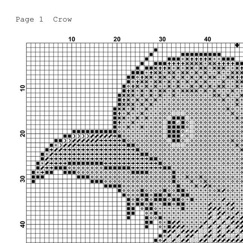 Crow Cross Stitch Pattern DMC Chart Two Color Variations - Etsy