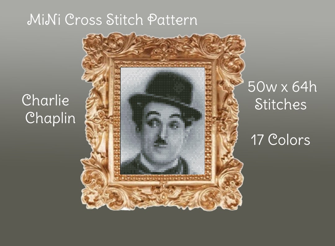 Charlie Chaplin MINI Cross Stitch Pattern DMC Chart Two Color ...