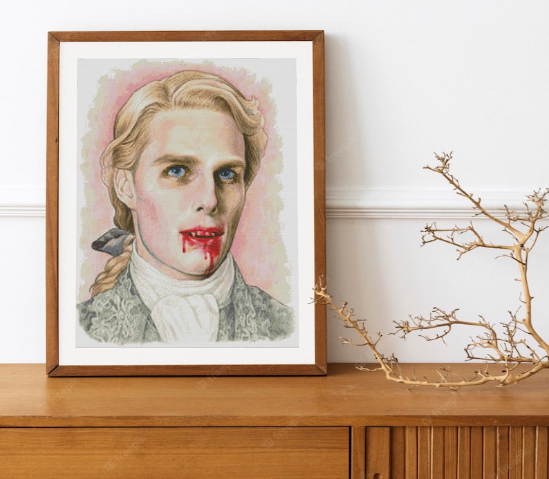 Interview With the Vampire Lestat Tom Cruise Cross Stitch Pattern Chart Needlepoint Embroidery ...