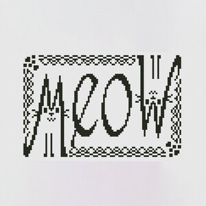 Meow Cross Stitch Pattern DMC Chart Two Color Variations Needlepoint ...