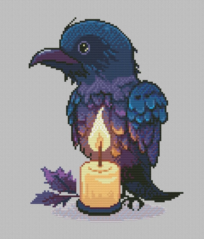 Crow Cross Stitch Pattern DMC Chart Two Color Variations - Etsy