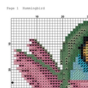 Hummingbird Cross Stitch Pattern DMC Chart Two Color Variations ...