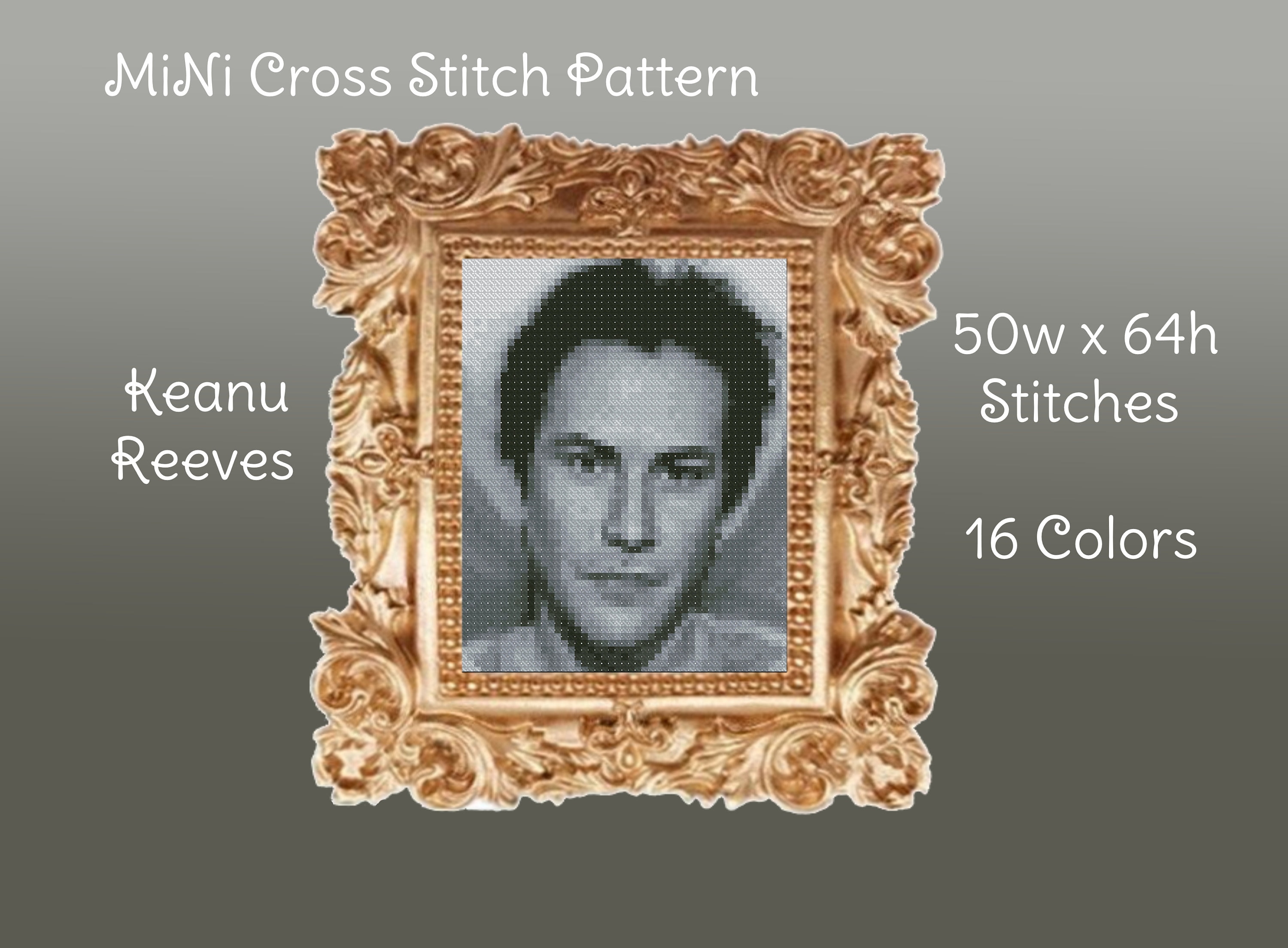 Keanu Reeves MINI Cross Stitch Pattern DMC Chart Two Color Variations ...
