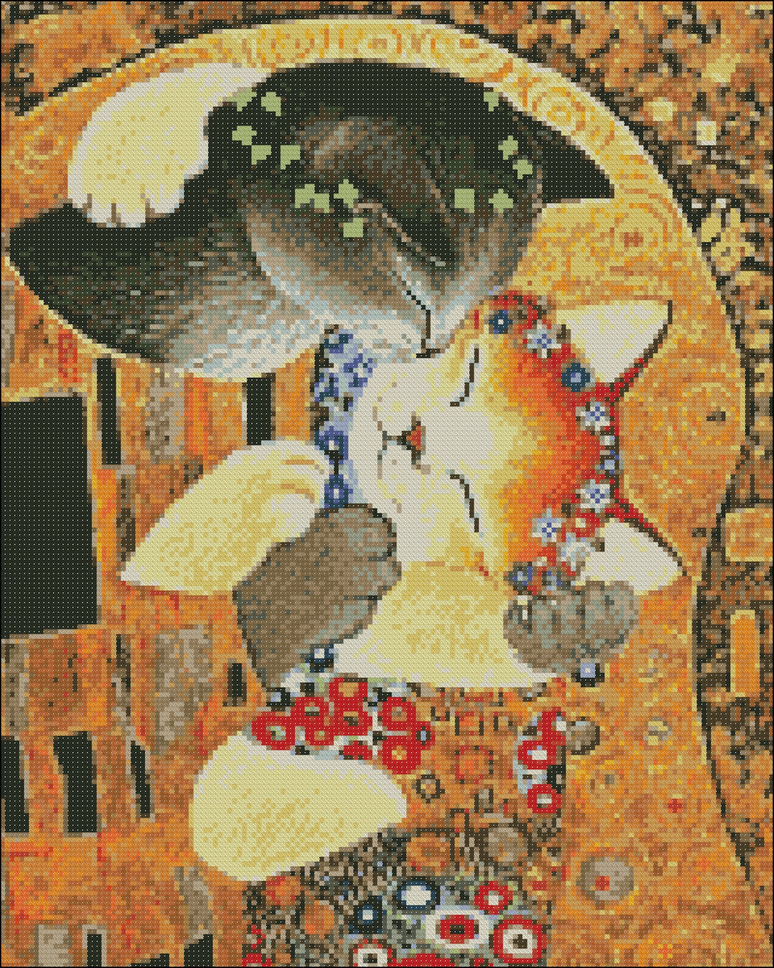 Gustav Klimt Kiss Cat Cross Stitch Pattern DMC Chart Two Color - Etsy