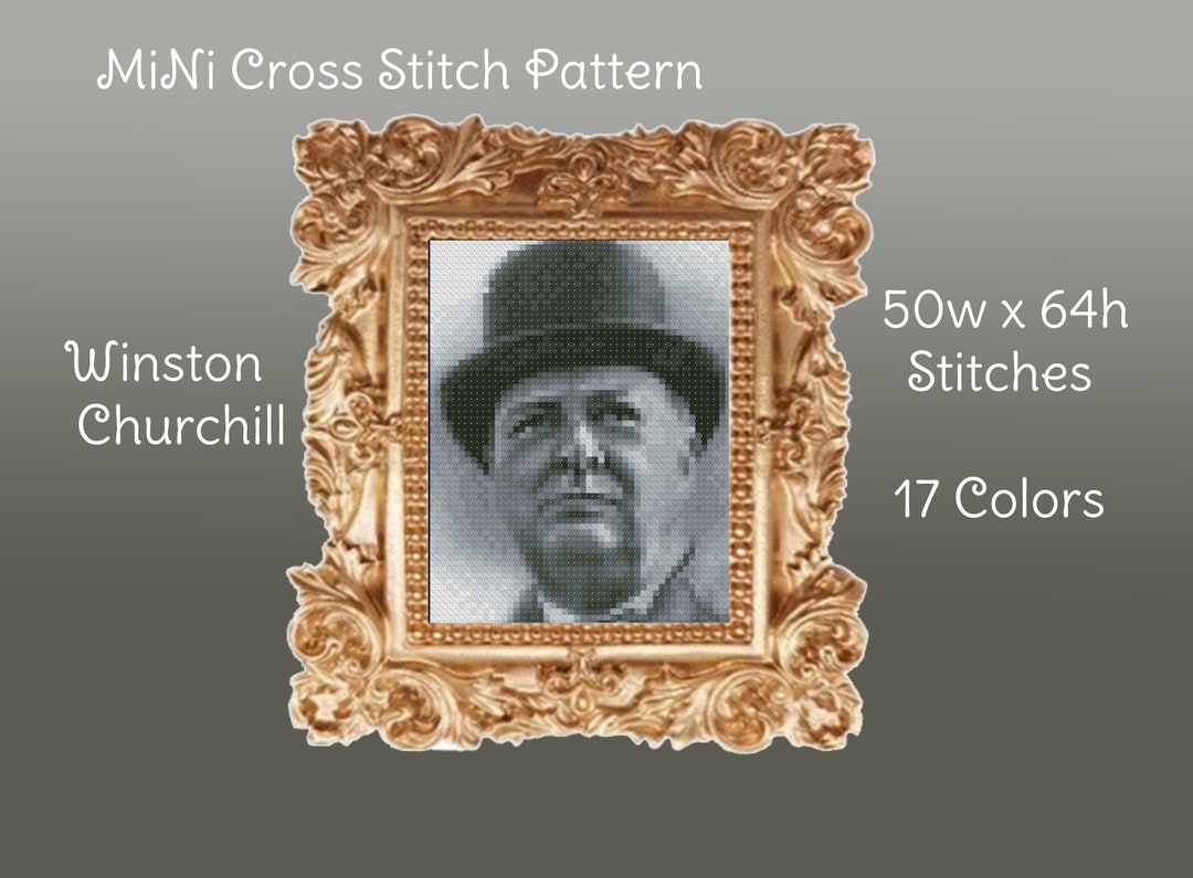 Winston Churchill MINI Cross Stitch Pattern: Two Color Variations (PDF ...