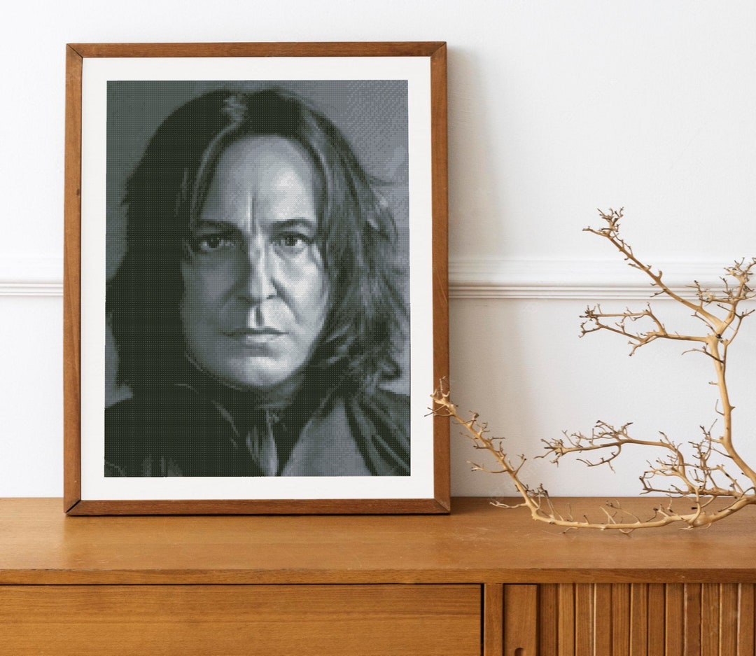 Alan Rickman Cross Stitch Pattern DMC Chart Two Color Variations Needlepoint Embroidery Chart ...