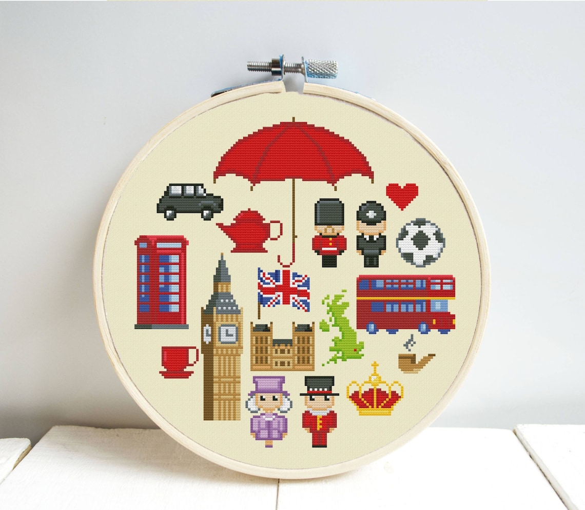 England Sampler London Cross Stitch Pattern DMC Chart Needlepoint ...