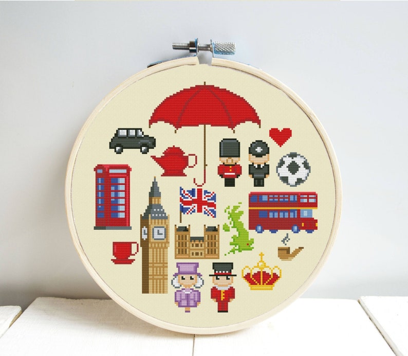 England Sampler London Cross Stitch Pattern DMC Chart Needlepoint ...