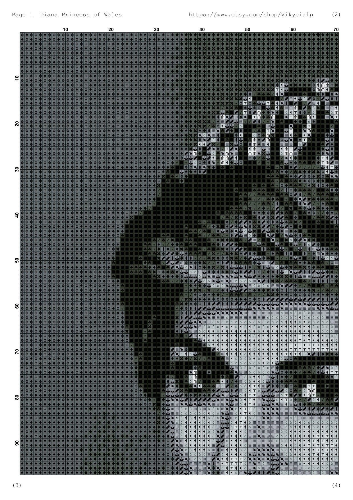 Diana Princess of Wales Cross Stitch Pattern, Two Color DMC Chart (PDF ...