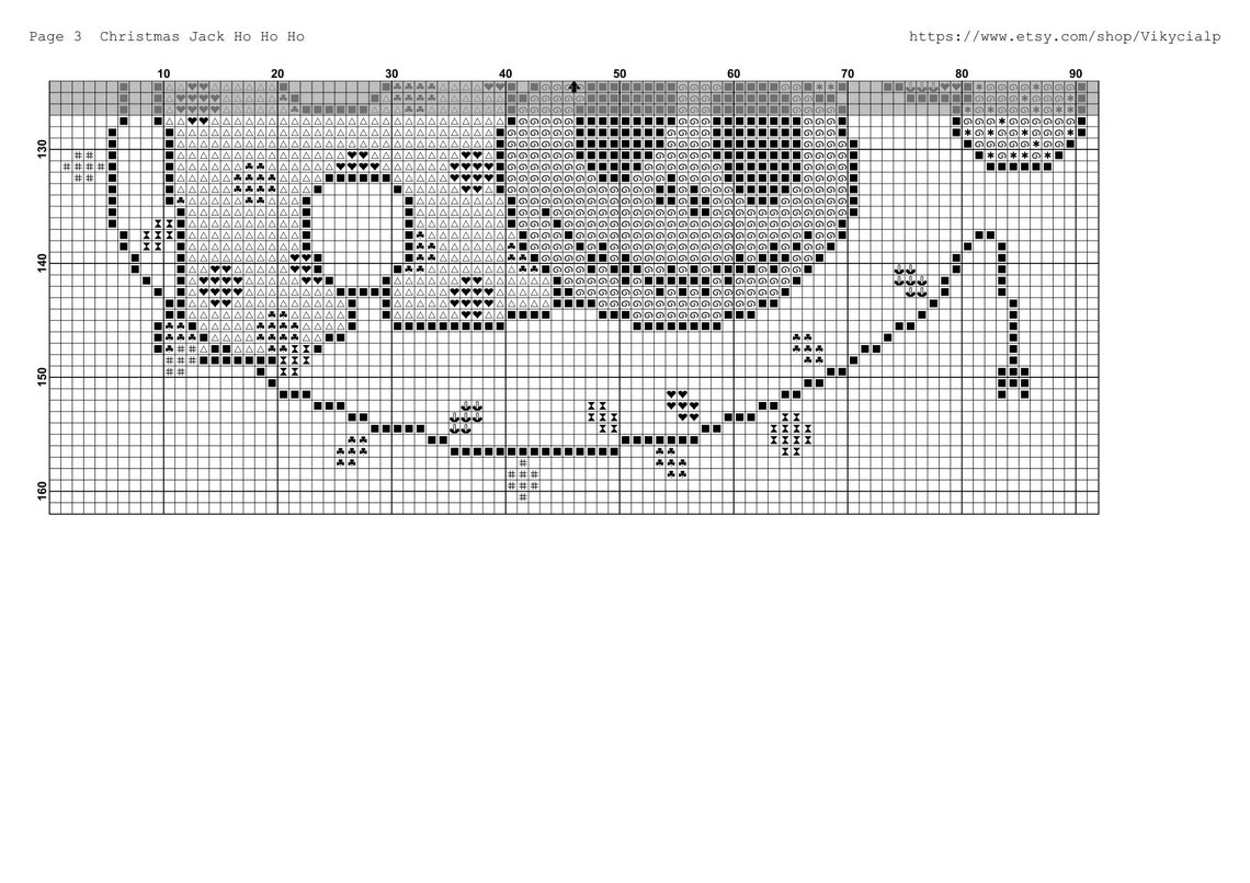 Christmas Jack Ho Ho Ho Cross Stitch Pattern DMC Chart Two Color ...