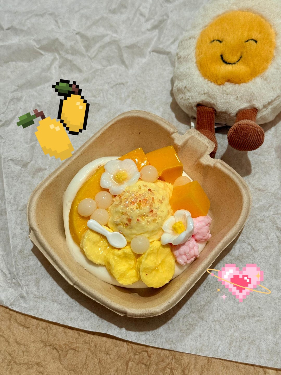 Mango Sago Ice Cream Taba Squishy Toy, Cute Dessert Stress Reliever ...