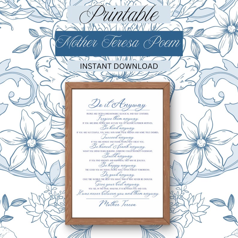 Mother Teresa Poem Print - Catholic Gift (digital Download) - Etsy ...