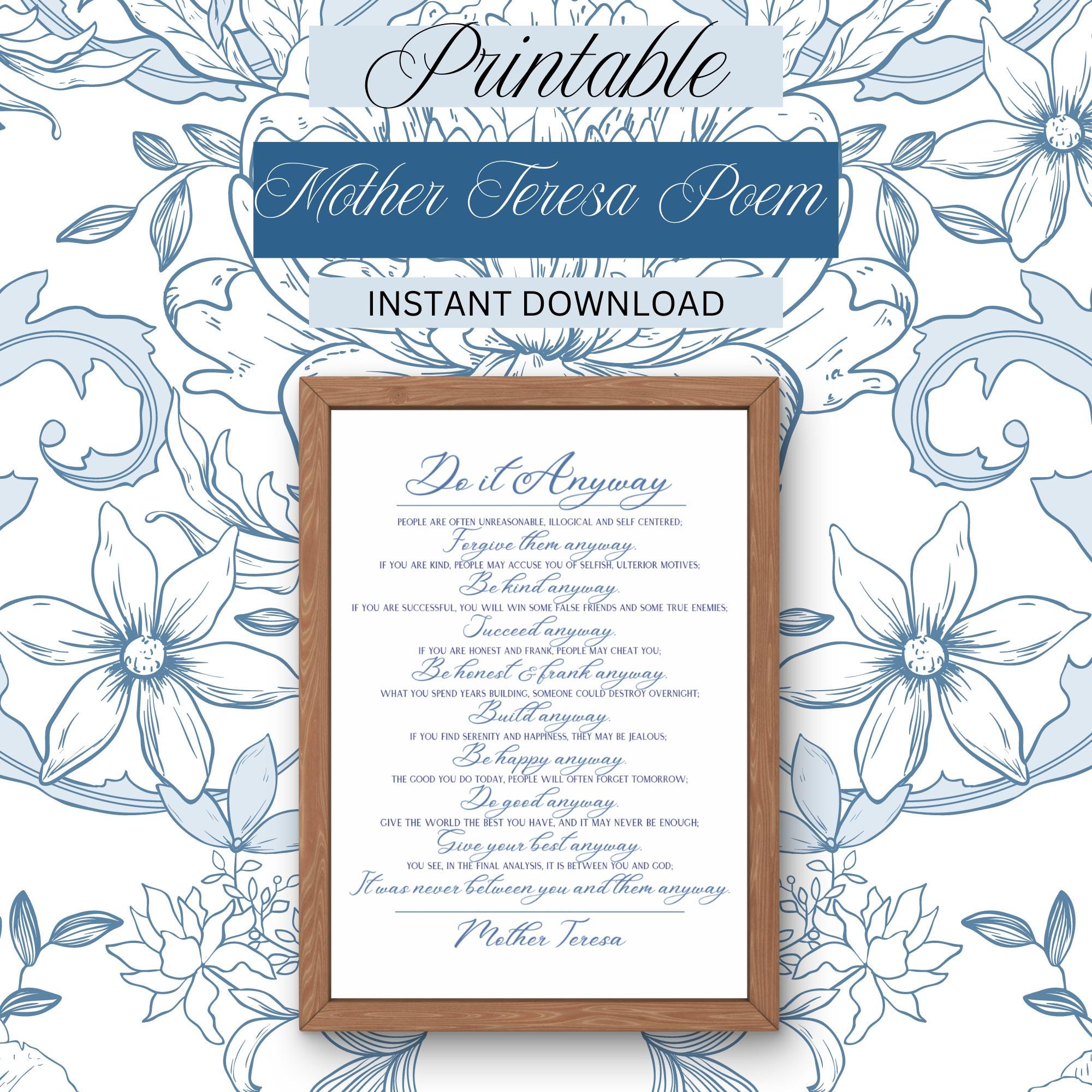 Mother Teresa Poem Print - Catholic Gift (digital Download) - Etsy