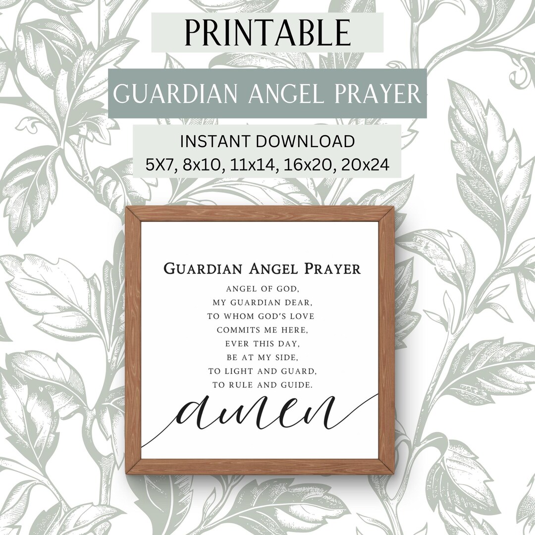 Guardian Angel Prayer Instant Download - Five Different Sizes, Catholic ...