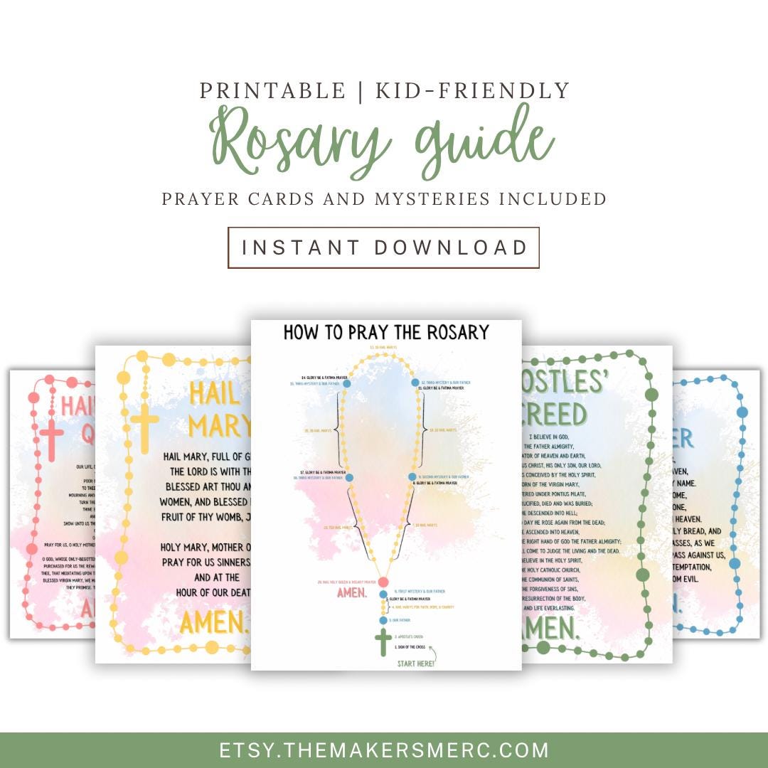 How to Pray the Rosary Guide and Prayer Cards, Digital Download ...