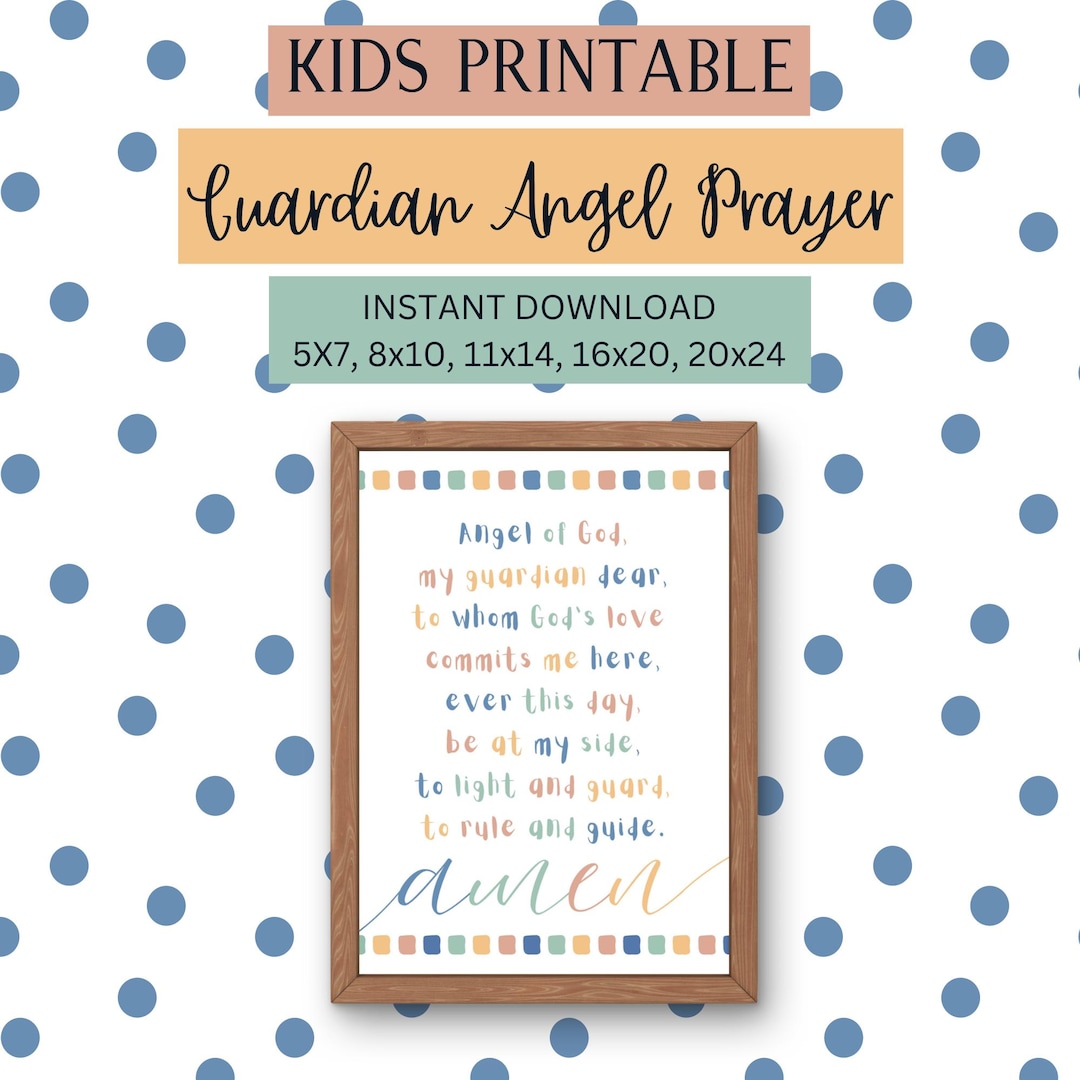 Guardian Angel Prayer for Children Instant Download - Five Different ...