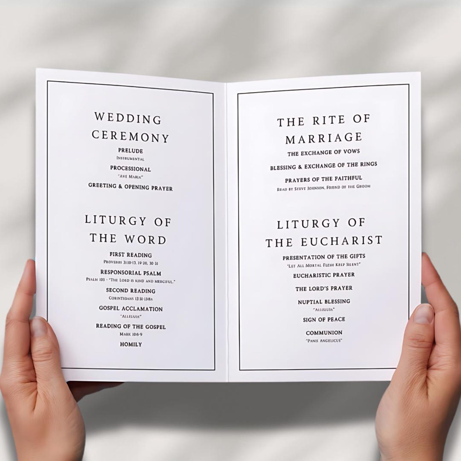 Catholic Wedding Program Editable Template, Simple Minimalist Wedding ...