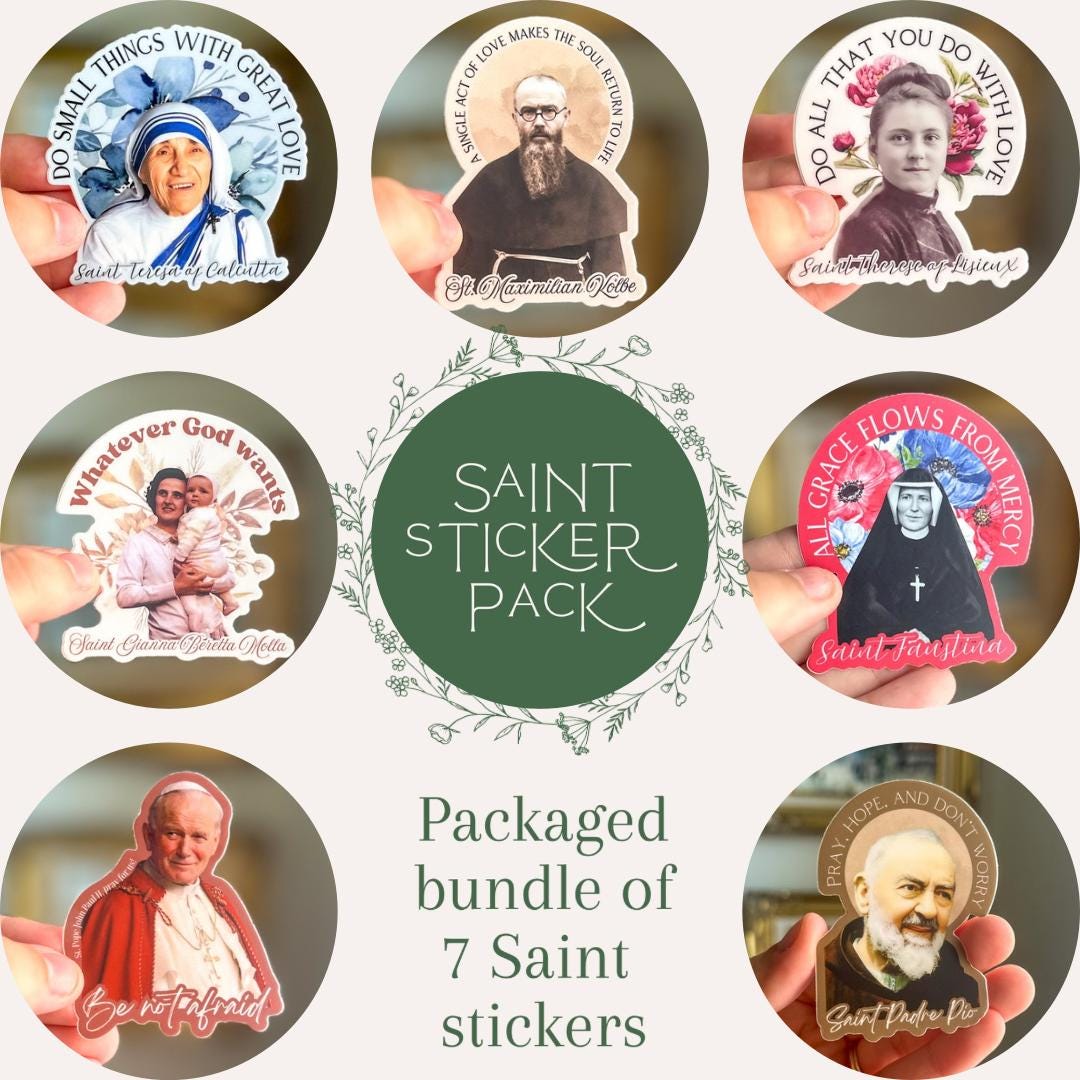 Catholic Saint Sticker Bundle - 7 Catholic Waterproof Vinyl Stickers ...