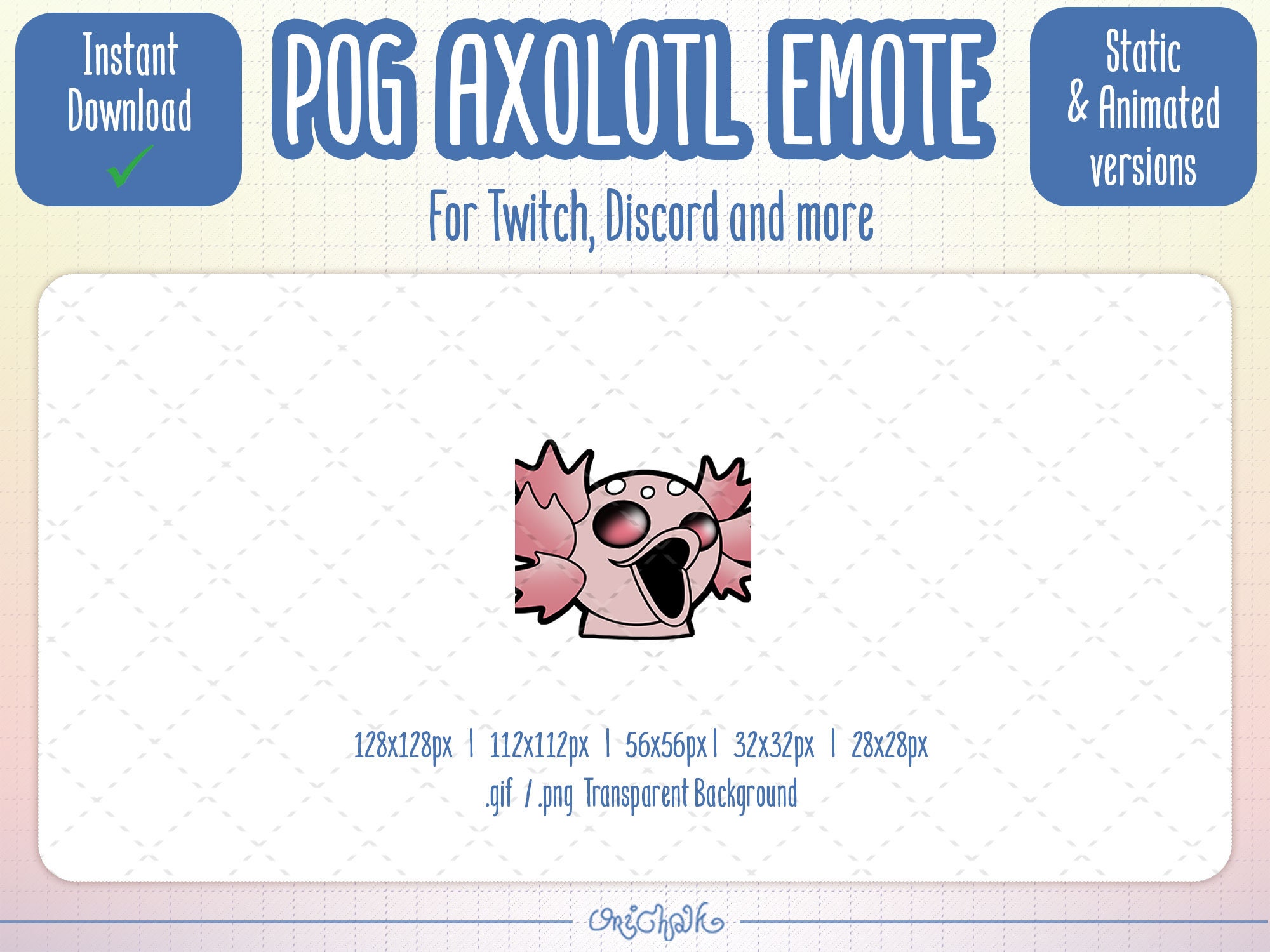 Axolotl Animated POG / Poggers Emote Joy, Surprise, Enthusiasm Emote ...