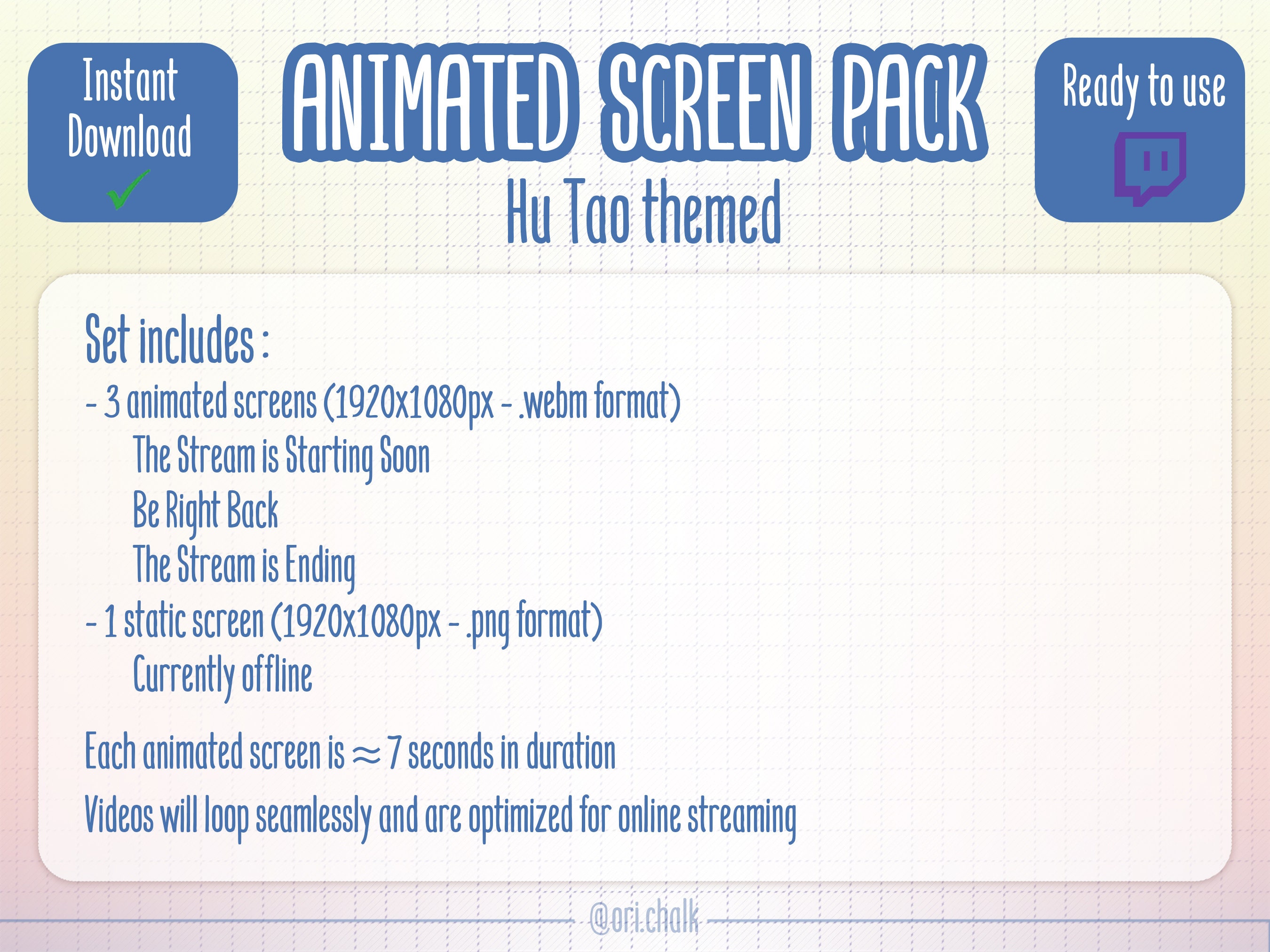 Animated Pack Screens For Streaming On Twitch And More Hu Tao