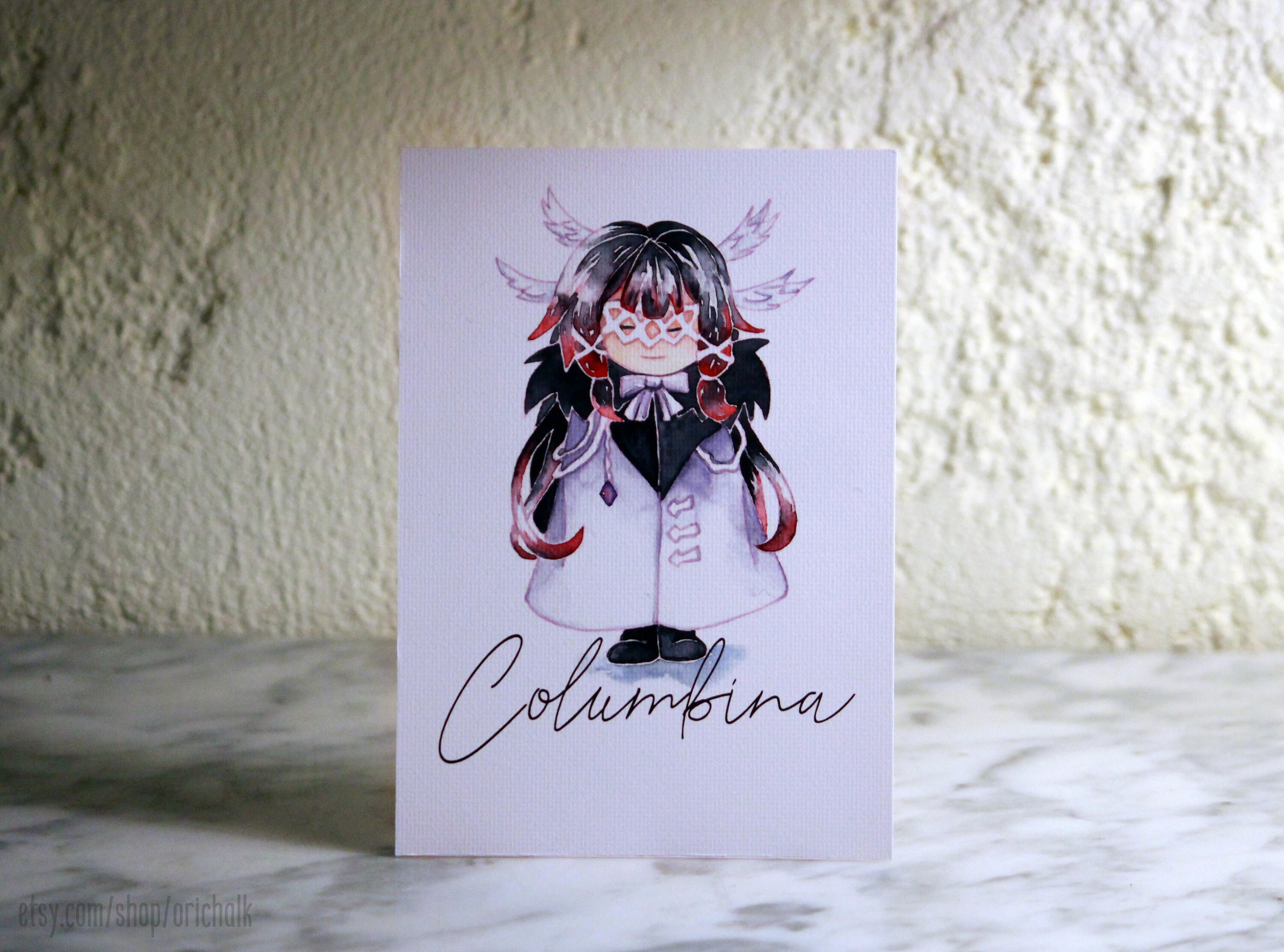 Mini Print, Columbina From Genshin Impact, Watercolor Illustration - Etsy