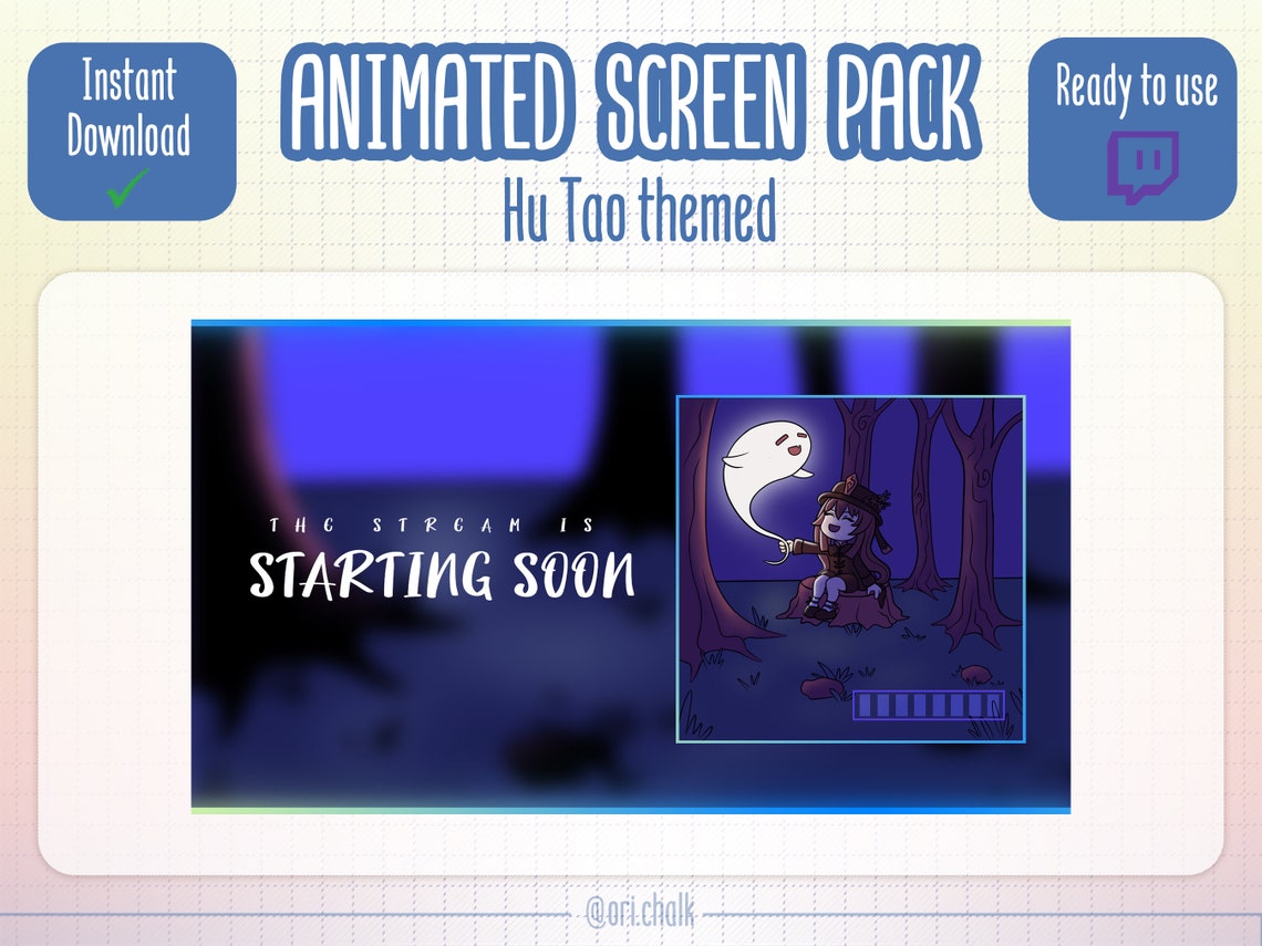 Animated Pack Screens for Streaming on Twitch, Youtube and More. Hu Tao ...