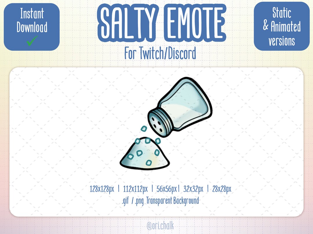 Salty / Salt Emote for Twitch, Discord - Animated + Static - Etsy