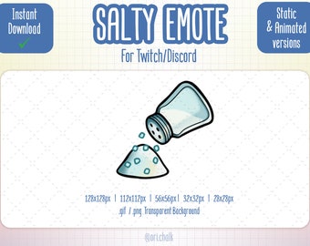 ANIMATED EMOTE Salty / Salt Shaker / Salty Emote / Static Animated ...