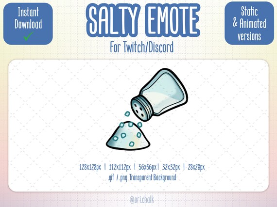 Salty / Salt Emote for Twitch Discord Animated Static - Etsy Australia